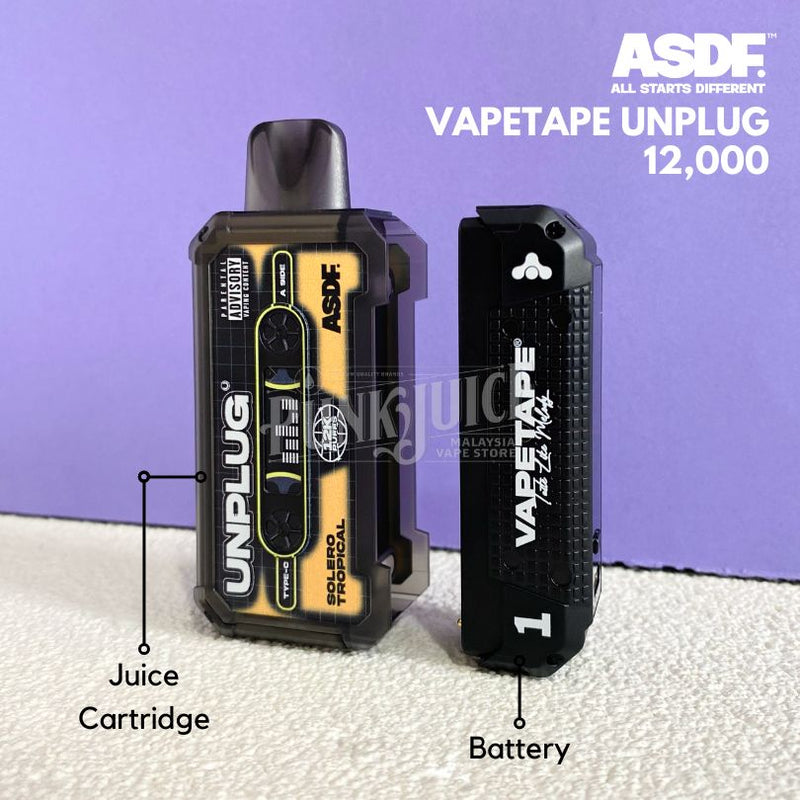 ASDF Vapetape Unplug (12K) 5% - LED Screen - Disposable Pod – Punk ...