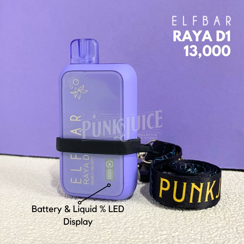 Elf Bar RAYA D1 (13K) 5% - LED Screen - Disposable Pod – Punk Juice ...